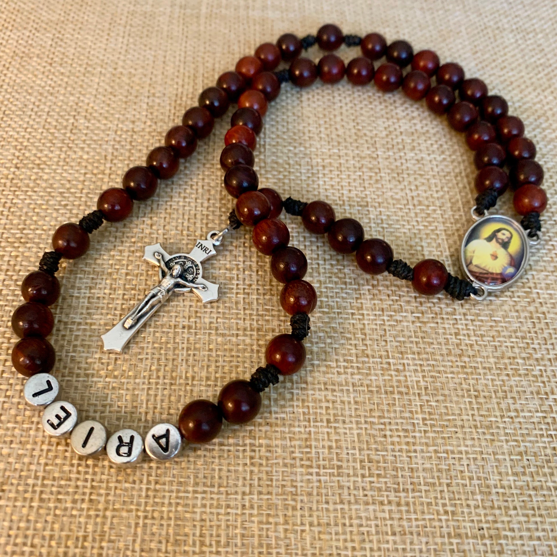 Personalized Mahogany Wood Rosary – Journey Deeper