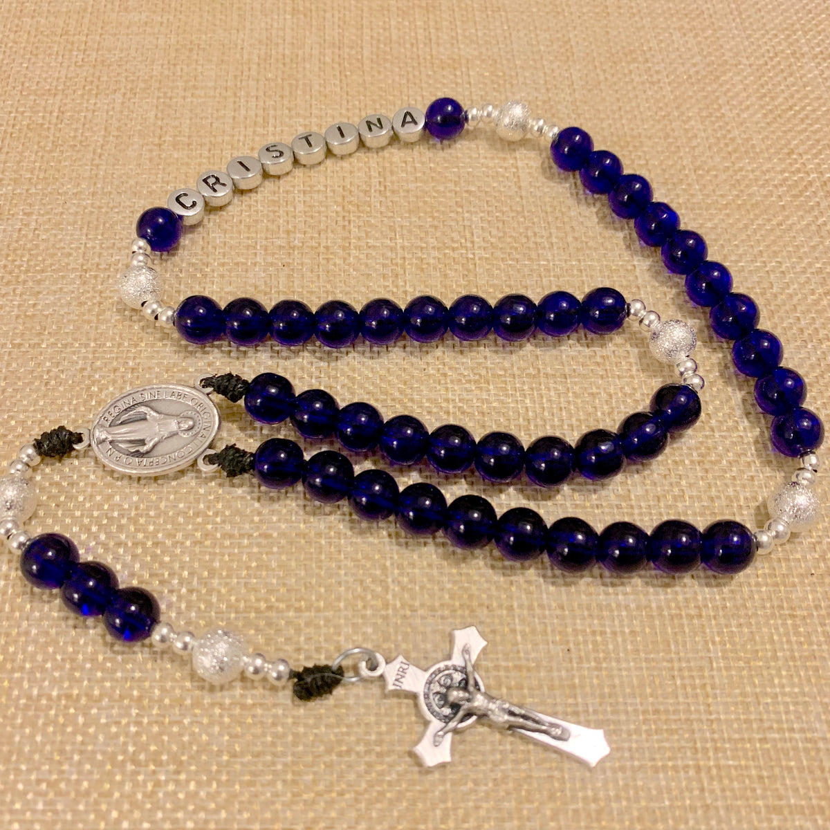 Personalized Royal Blue Rosary Journey Deeper